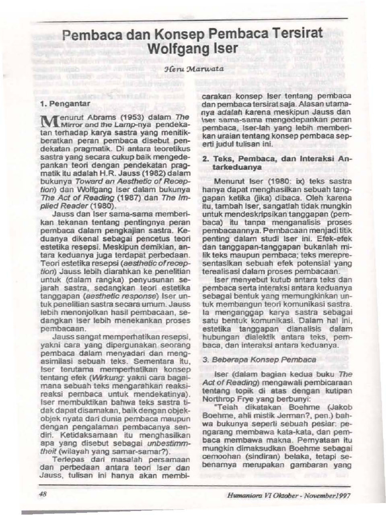 Pembaca Dan Konsep Pembaca Tersirat | PDF