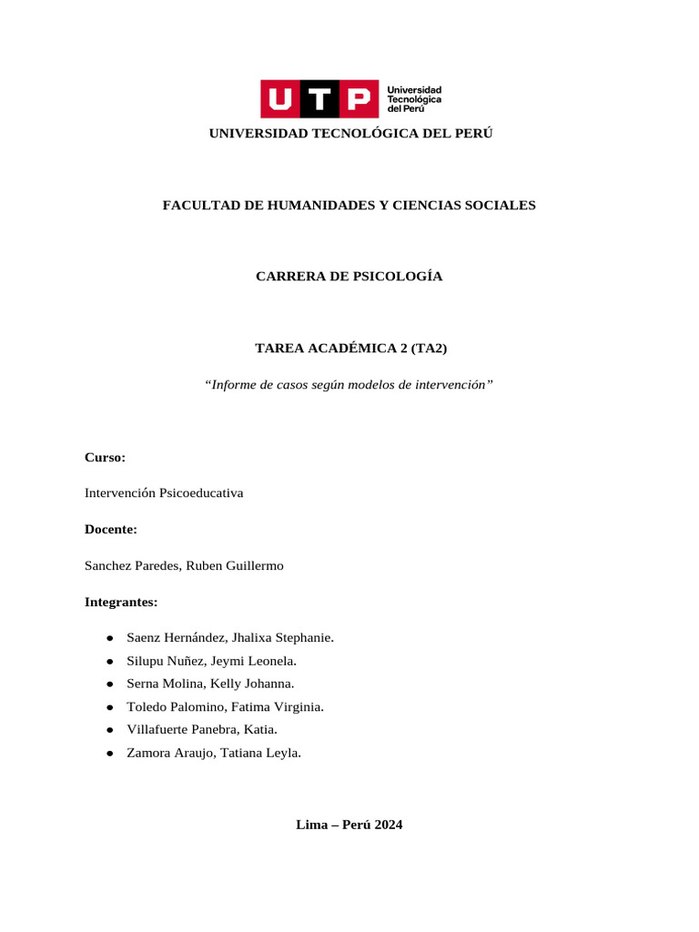 TA2 - Informe de Casos | PDF | Terapia de conducta cognitiva | Las emociones