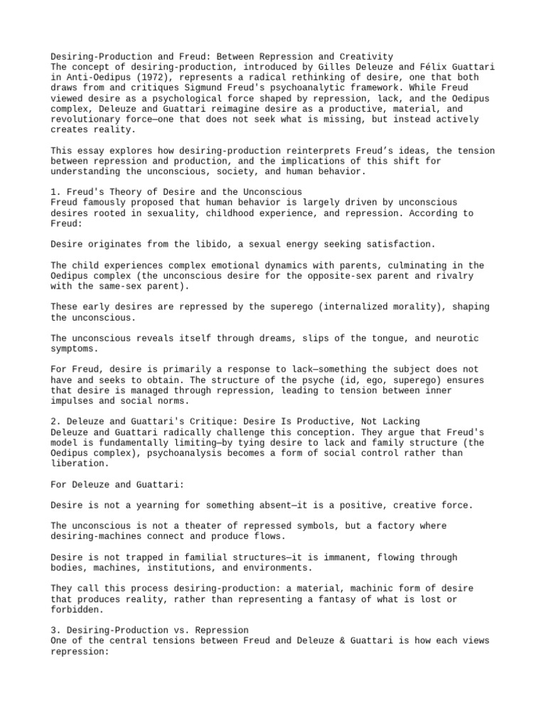 Desiring-Production and Freud | PDF | Sigmund Freud | Oedipus Complex