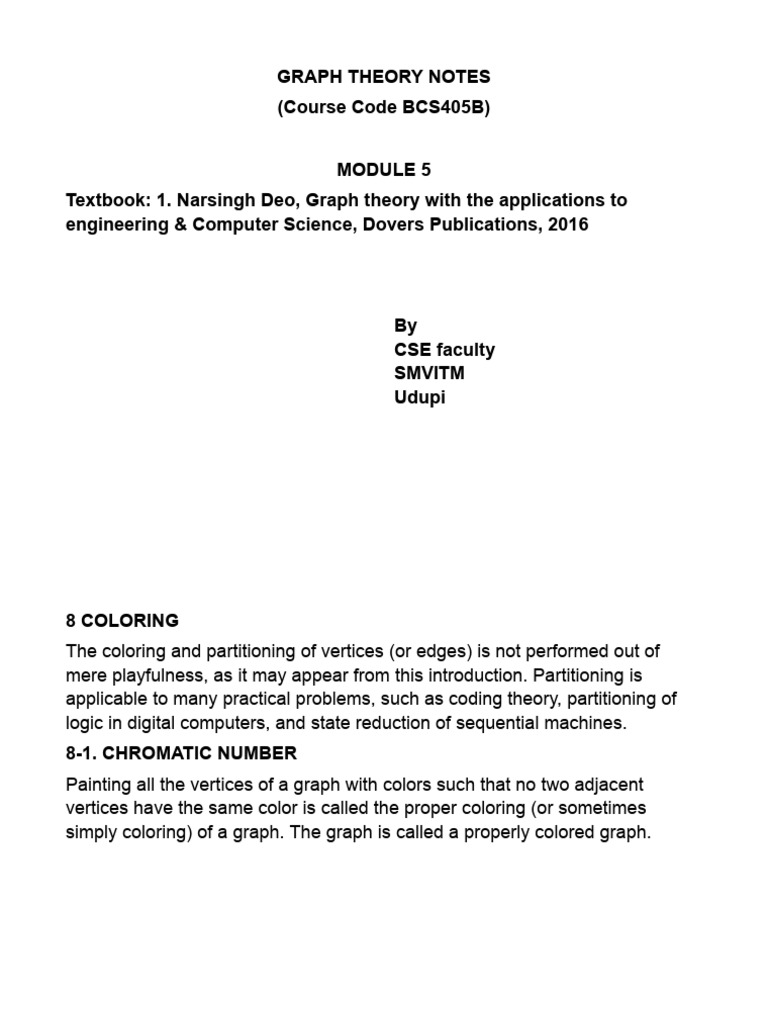 Graph Theory Module 5 | PDF | Vertex (Graph Theory) | Graph Theory