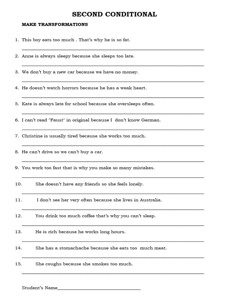 Second Conditional Transformations Guide | PDF