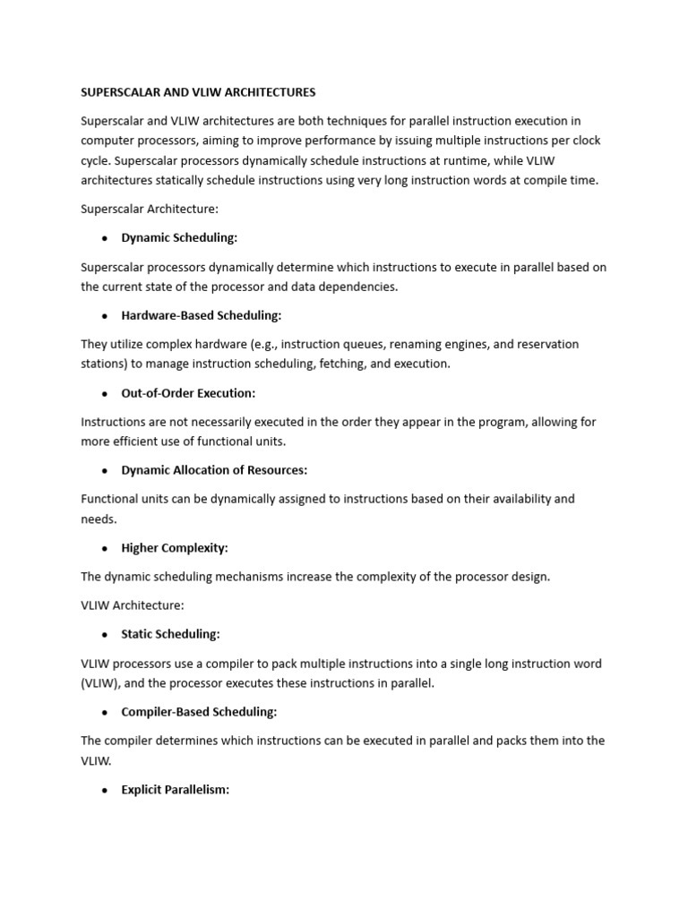 Superscalar and Vliw Architectures | PDF | Parallel Computing | Central Processing Unit