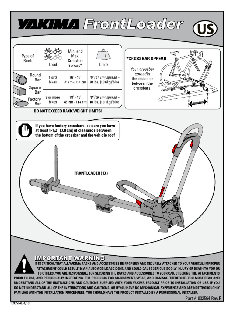 Yakima Frontloader Bike Rack Instructions | PDF | Vehicle Technology ...