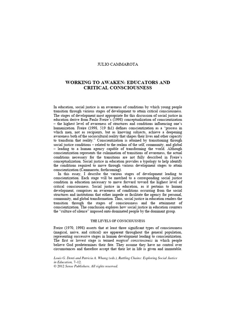Stages of Critical Consciousness in Education | PDF | Consciousness ...