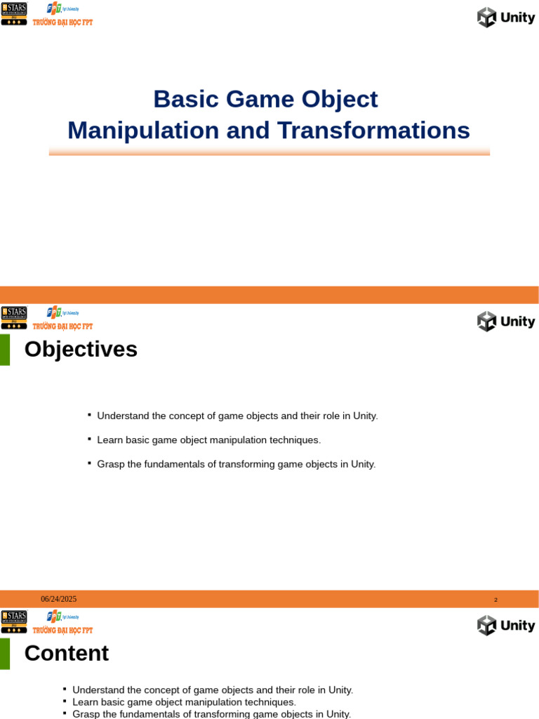 1.2 Basic Game Object Manipulation and Transformations | PDF