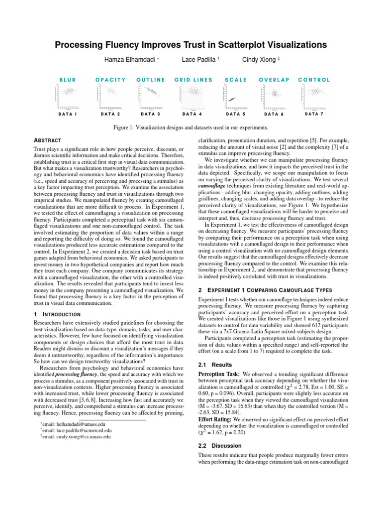 Processing Fluency Improves Trust in Scatterplot Visualizations | PDF ...
