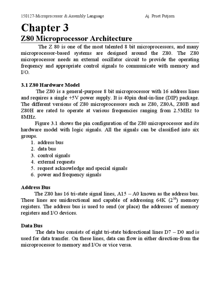 Z80 Microprocessor Architecture | PDF | Instruction Set | Central ...