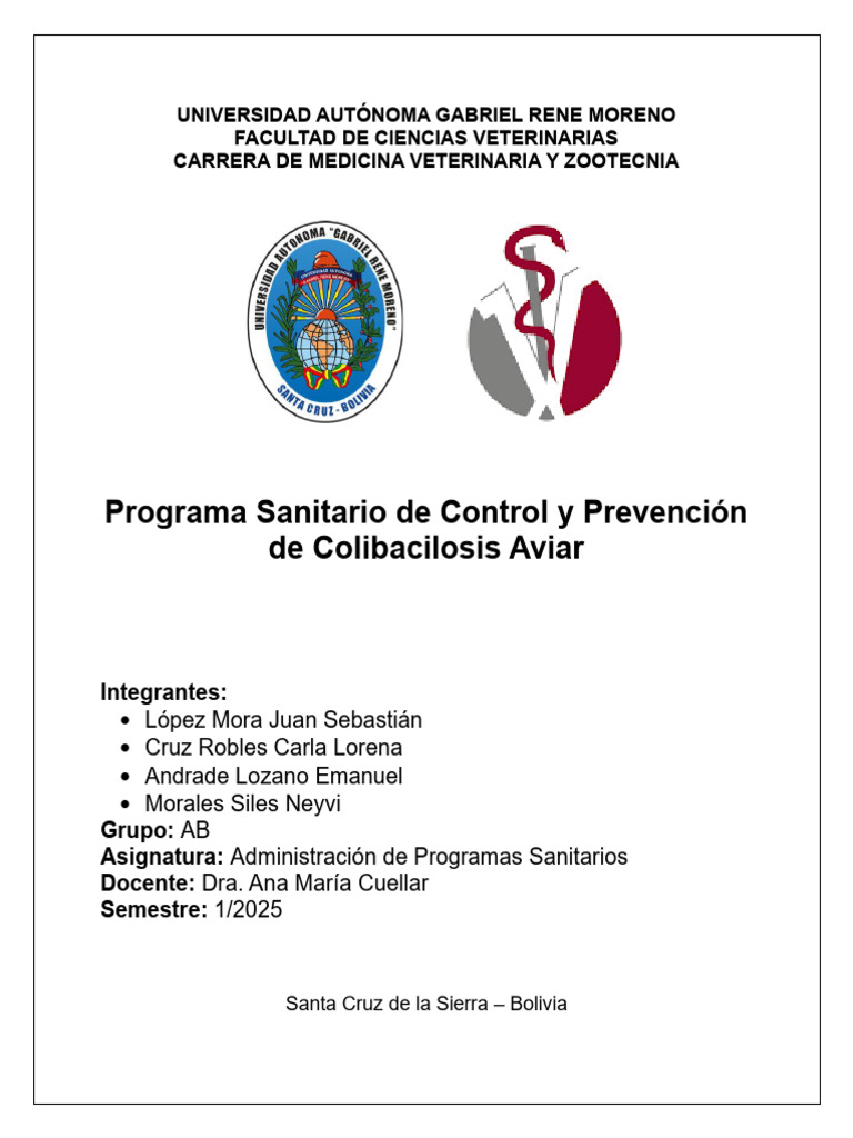 Informe Programa Colibacilosis Aviar | PDF | Escherichia coli | Septicemia