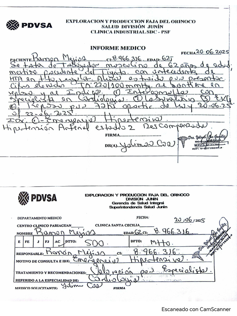 Informe Médico Trabajador Ramón Mejías. | PDF