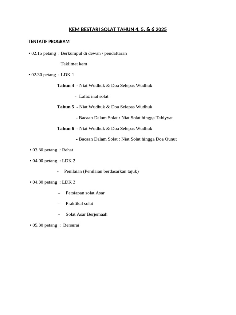 Tentatif & Nama Kump Kbs THP 1 (Siri 2) 2018 | PDF