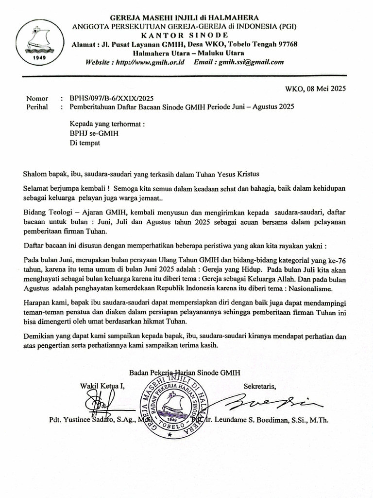 Daftar Bacaan GMIH Juni-Agustus 2025 | PDF