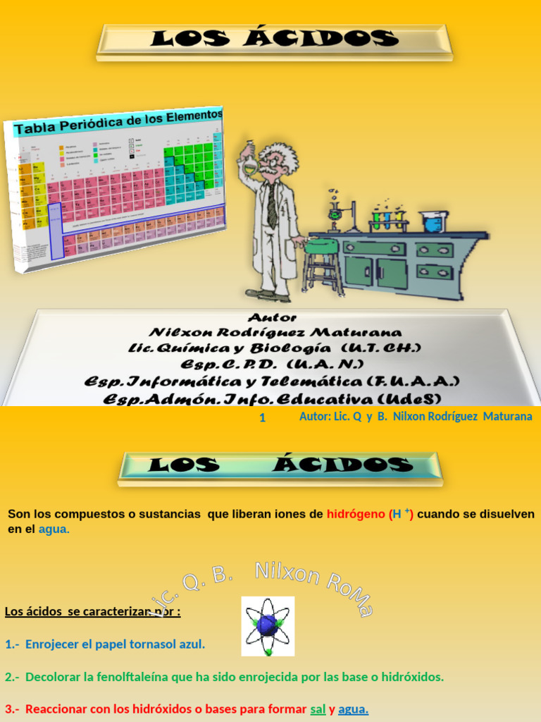 Ácidos Presentación | PDF | Ácido | Conjuntos de elementos químicos