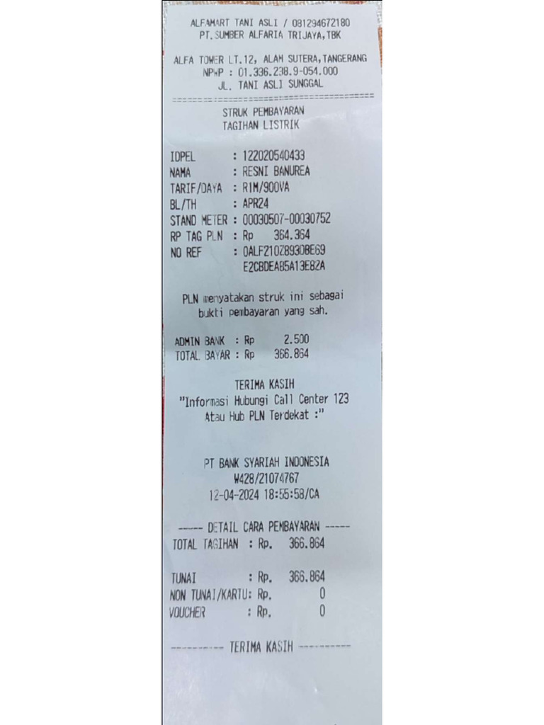 Struk Listrik-Desi Natalia Pasaribu - Compressed | PDF