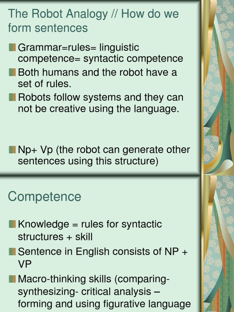 The Robot Analogy // How Do We Form Sentences | PDF