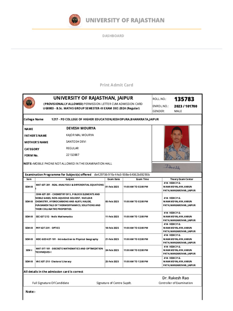 University of Rajasthan | PDF