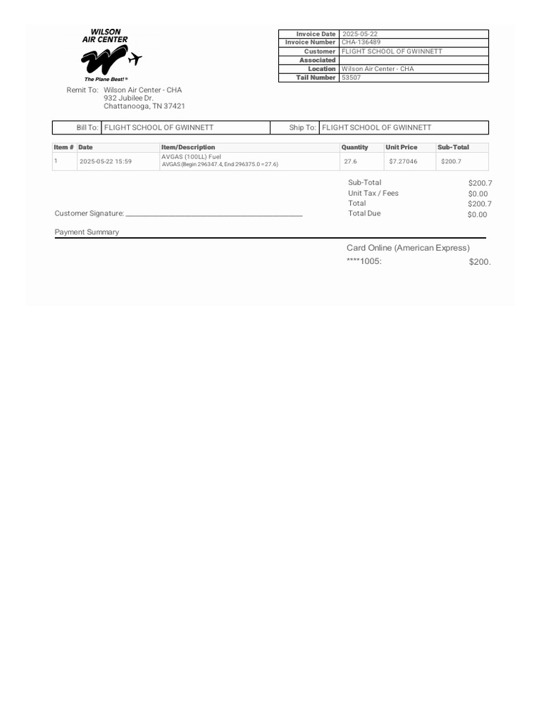 Invoice Flight School of Gwinnett | PDF