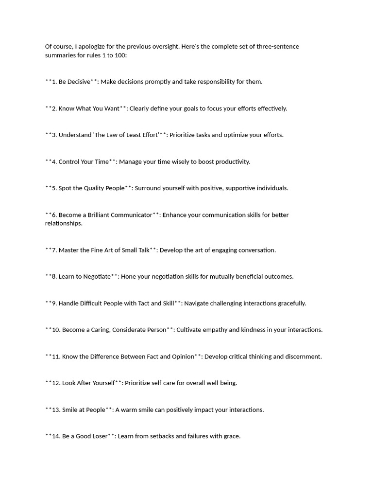 Rules of People by Richard Tempar - 100 Rules Book Summary | PDF ...