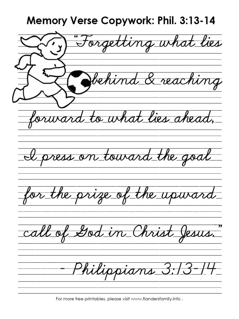 Print Memory Verse Cursive Copywork Set 3 | PDF | Religious Belief And ...