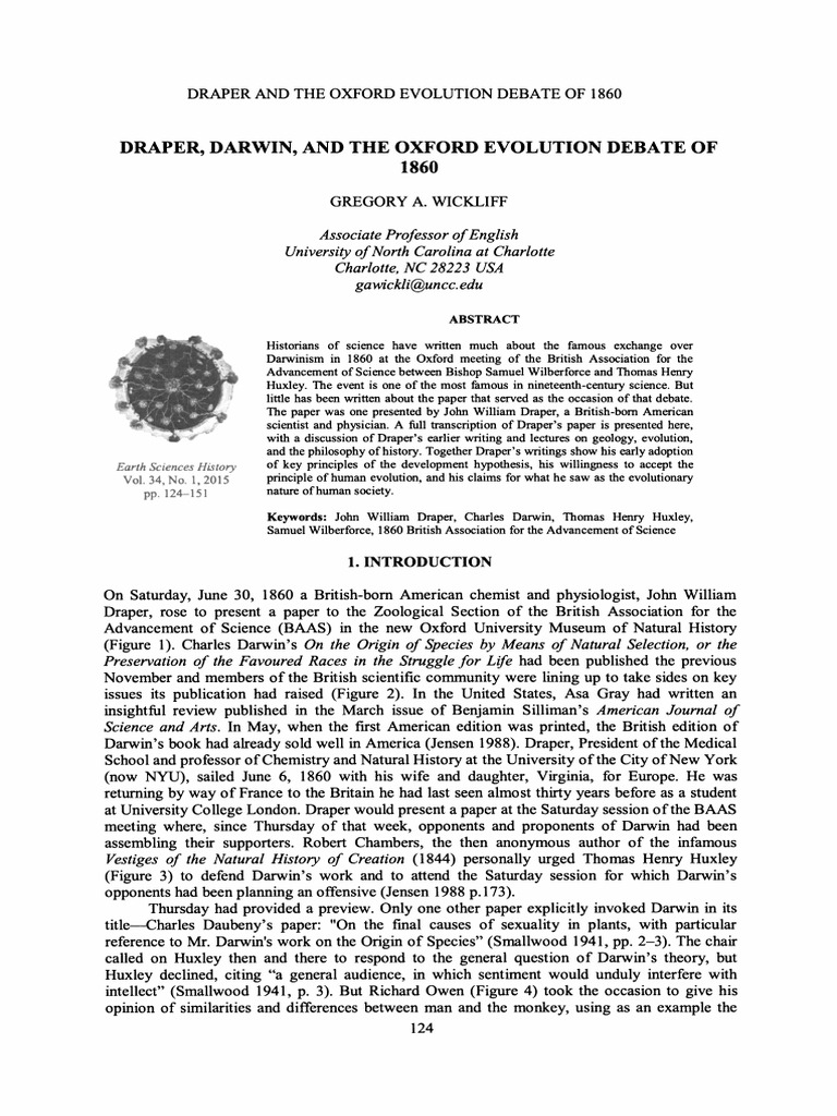 Draper's Role in the 1860 Evolution Debate | PDF