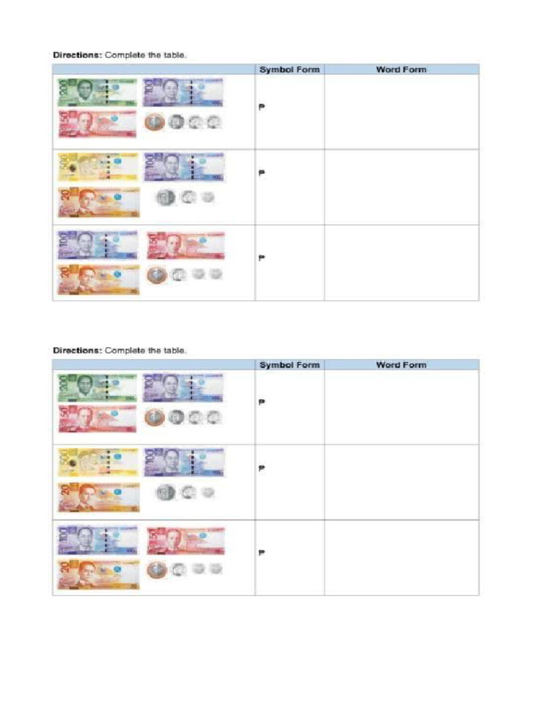Amounts of Money Worksheet Grade 2 Olca q1 | PDF