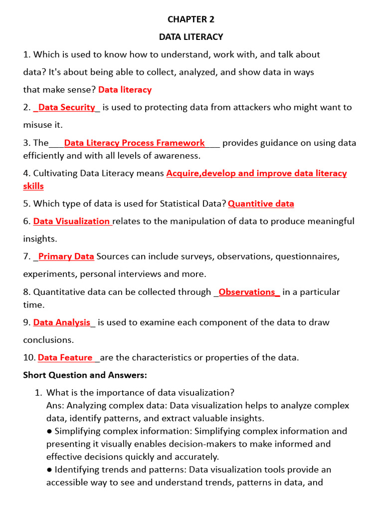 CHAPTER 2 Data Literacy | PDF | Data | Chart