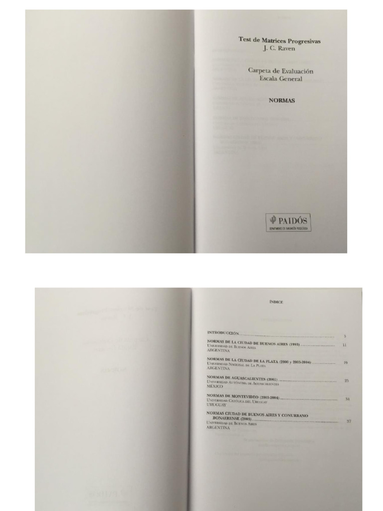 Test de Matrices Progresivas - Carpeta de Evaluación ESCALA GENERAL - J ...