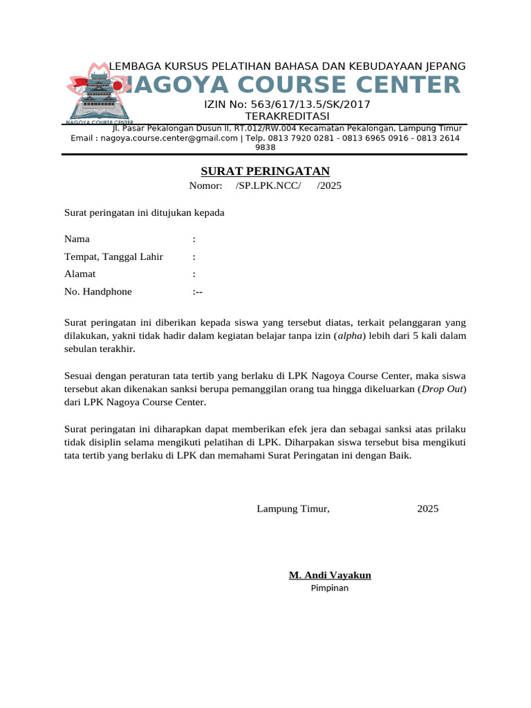 Surat Peringatan | PDF