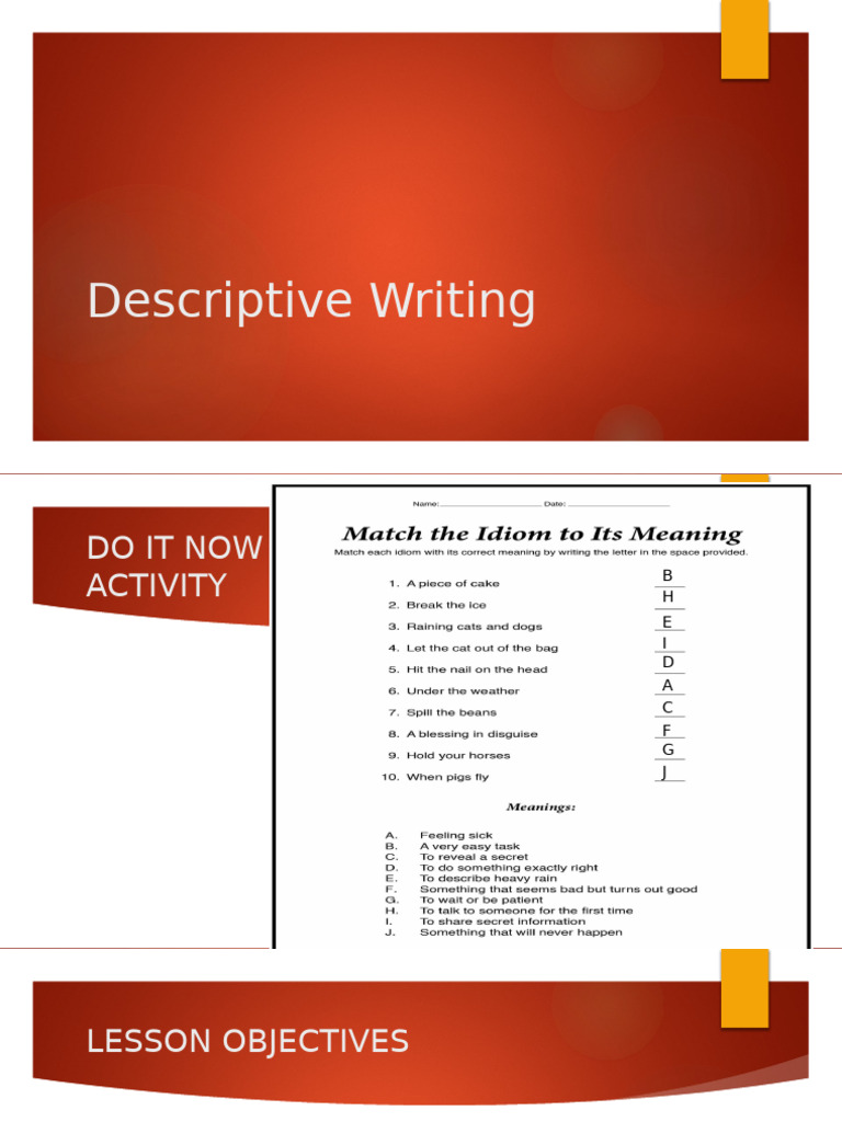 Descriptive Writing Part 1 | PDF | Linguistics