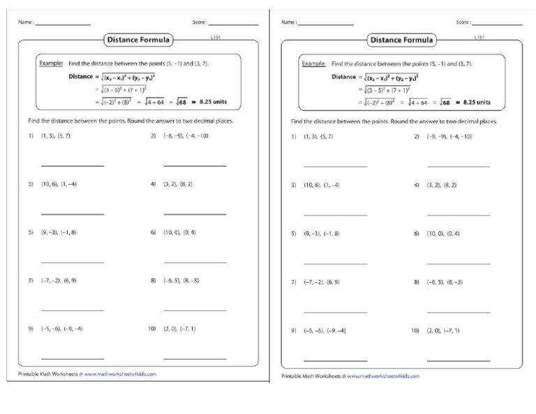 Distance Formula | PDF