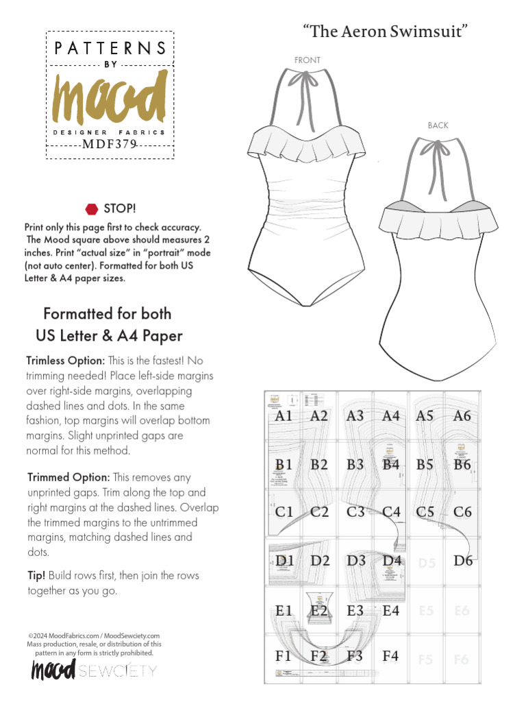 MDF379 The Aeron Swimsuit Sizes 00 32 A4 Letter Patterns | PDF | Chess