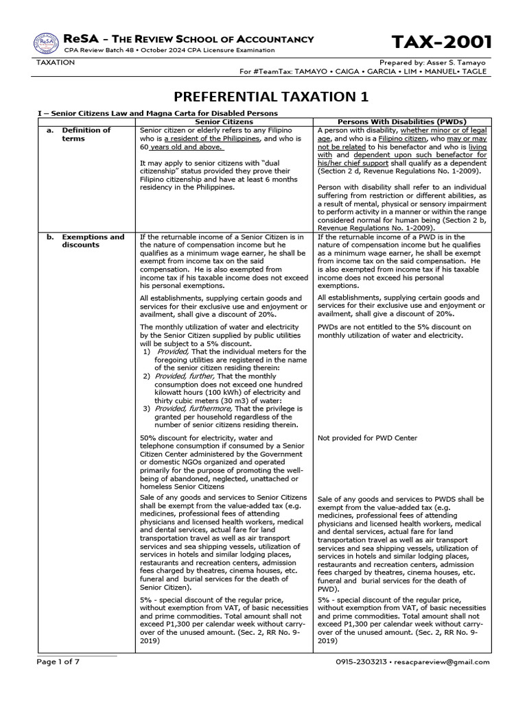 TAX-2001, 2002 (Preferential Taxation) | PDF | Double Taxation | Taxes