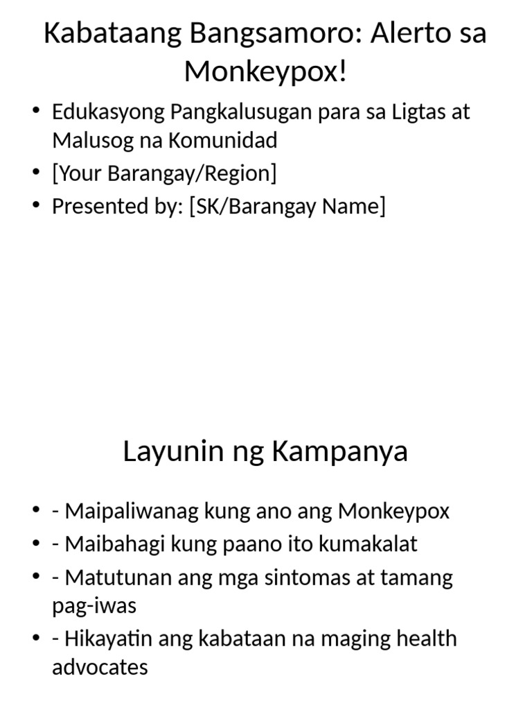 Kabataang Bangsamoro Monkeypox Campaign | PDF