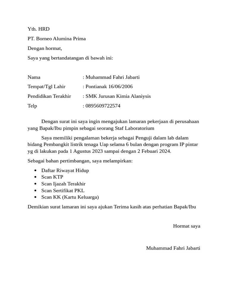 File Berkas Kerja Fahri | PDF