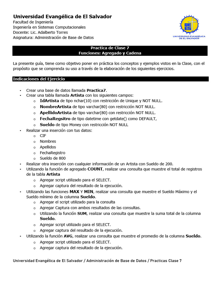 Práctica SQL: Funciones y Consultas | PDF | Bases de datos | Software ...
