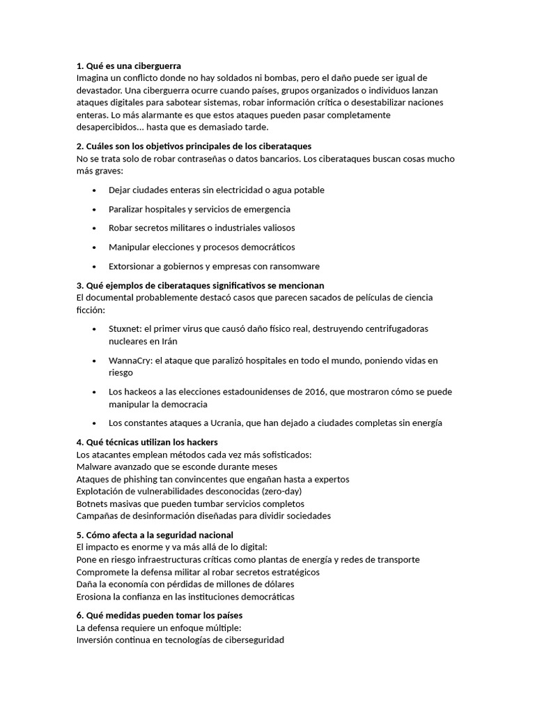 Ciberguerra: Amenazas y Consecuencias | PDF | Guerra cibernética ...