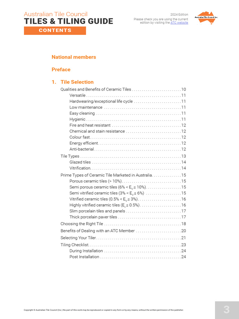 ATC Tiling Guide Contents 2024 | PDF | Tile | Crafts