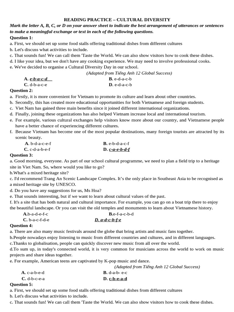 Cultural Diversity Reading Practice | PDF | Employee Retention ...