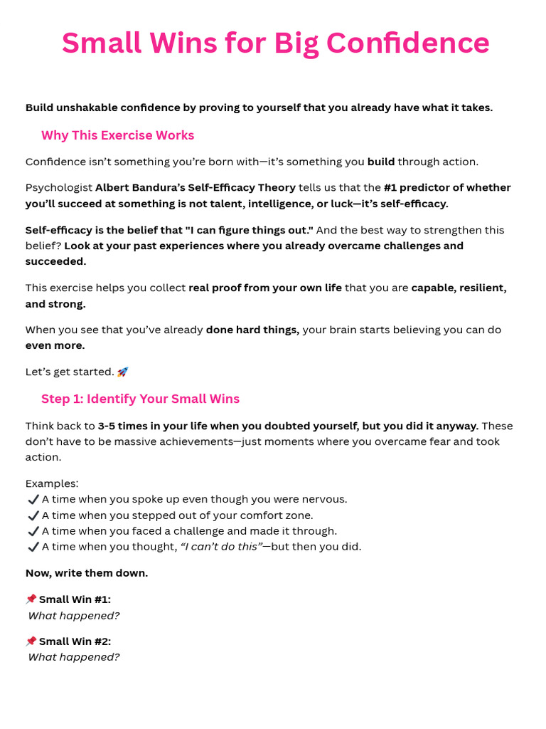Build Confidence Through Small Wins | PDF | Self Efficacy | Popular ...