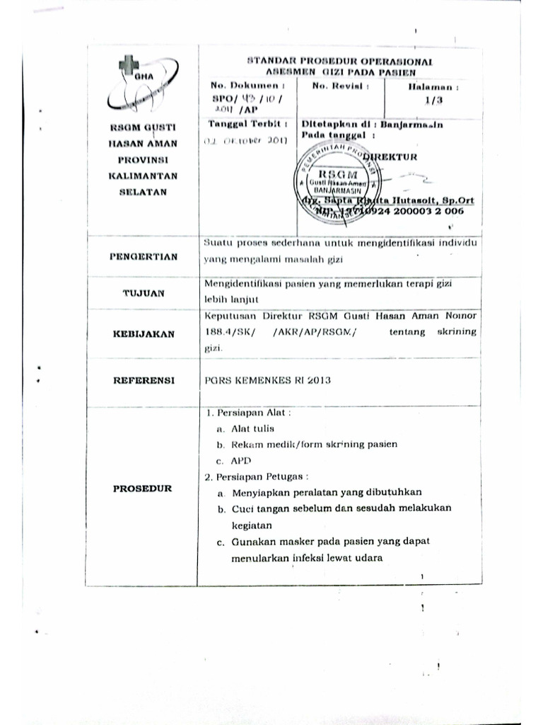 SPO Asesmen Gizi | PDF