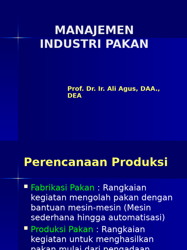 Manajemen Industri Pakan s1 | PDF