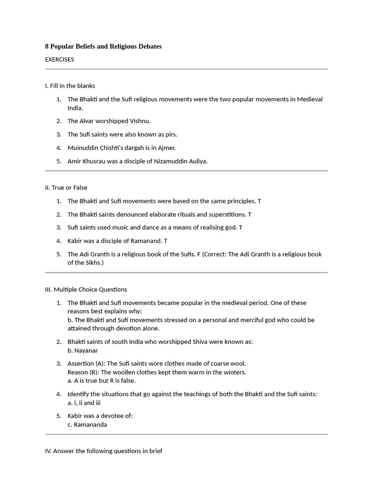 8 Popular Beliefs and Religious Debates | PDF | Bhakti | Bhakti Movement