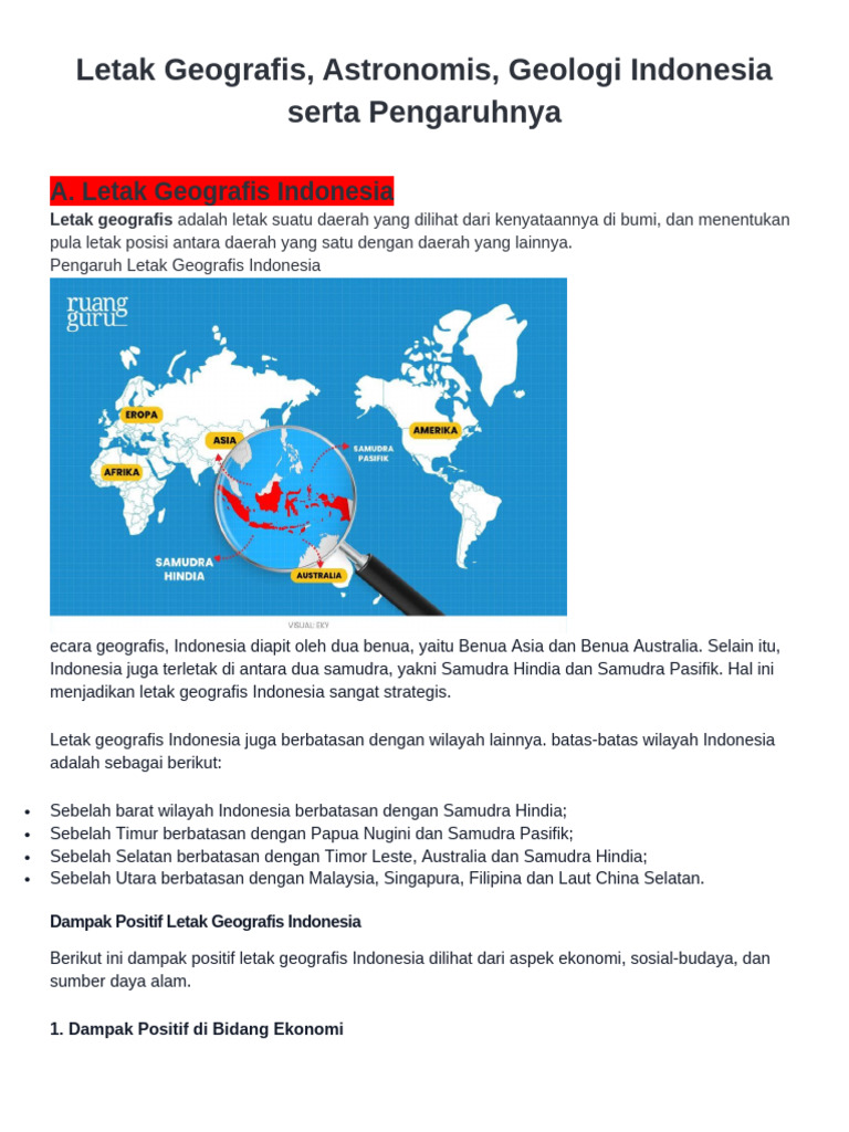Materi Letak Geografis, Astronomis, Dan Geologis | PDF