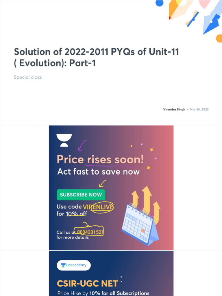 Solution of 20222011 PYQs of Unit11 Evolution Part1 With Anno | PDF