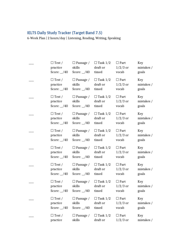 IELTS Daily Tracker Band7.5 | PDF