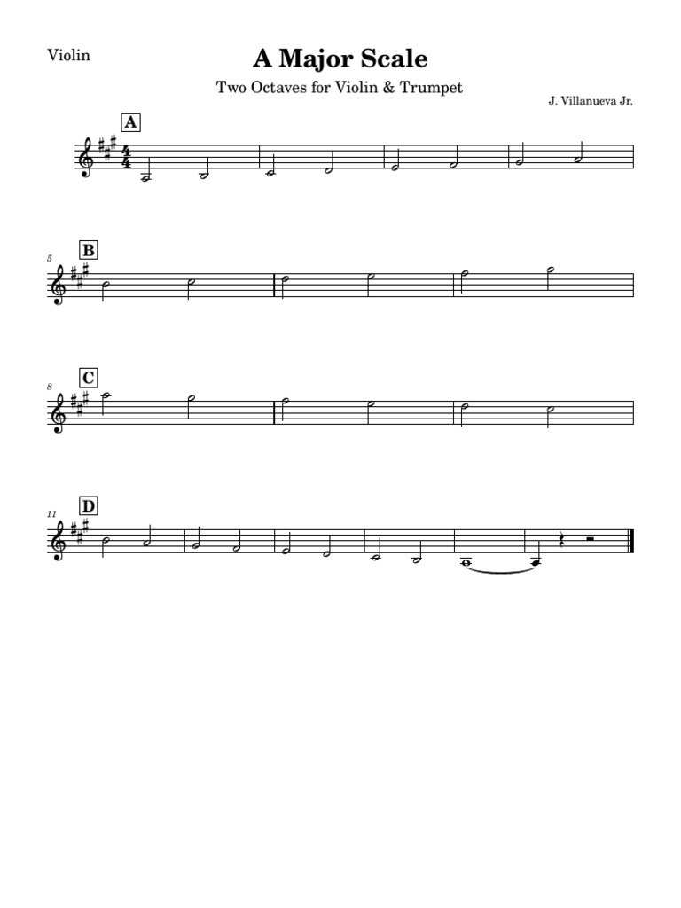 A Major Scale in Two Octaves-Violin | PDF