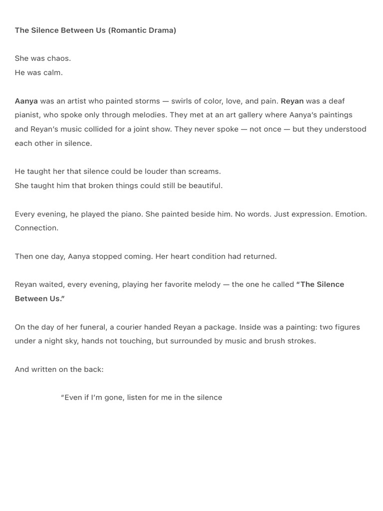 The Silence Between Us: A Love Story | PDF