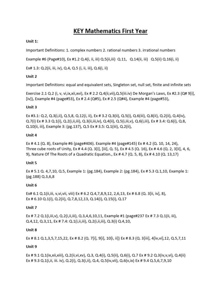 Key 1st Year Maths | PDF