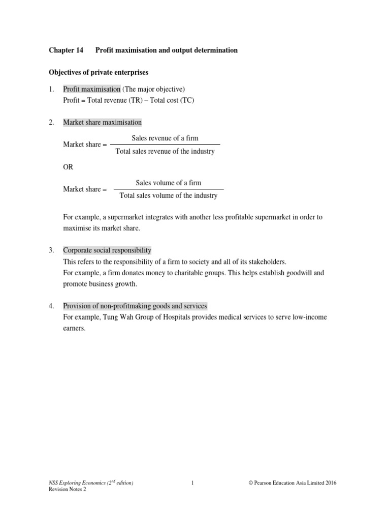 Profit Maximisation and Output Determination | PDF | Profit (Economics ...