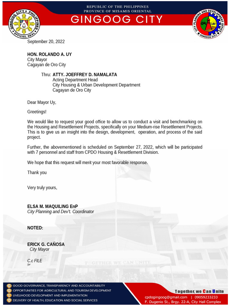 2022 Letter Benchmarking CDO Housing | PDF