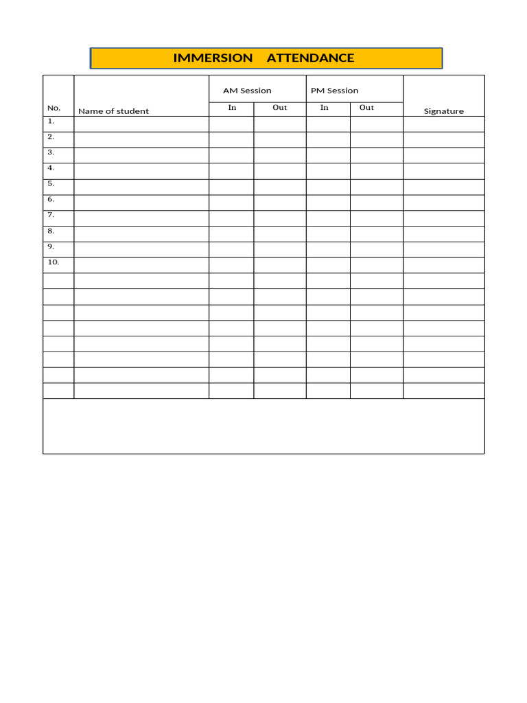Immersion Attendance | PDF
